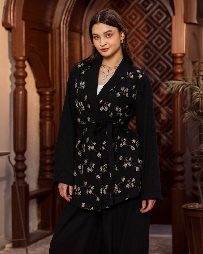 EMBROIDERY LINEN JACKAT-BLACK – Pistage
