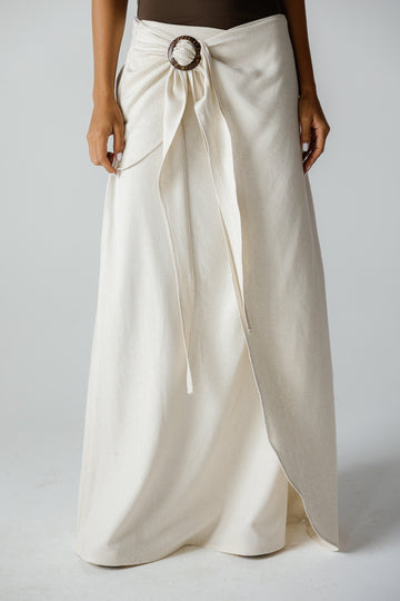WRAP LINEN SKIRT -BEIGE – Pistage